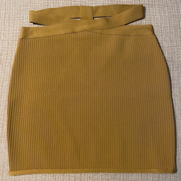 Lulus | Skirts | Lulus Mustard Yellow Mini Skirt With Cutouts | Poshmark
